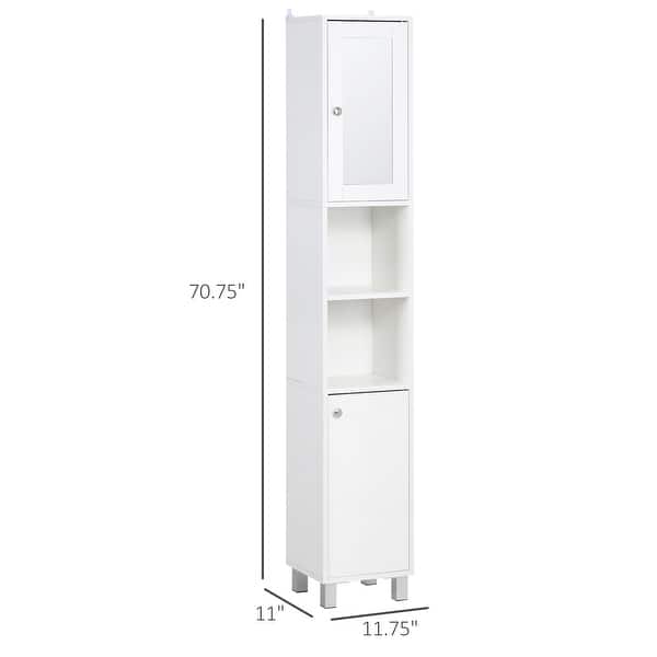 Tall Bathroom Storage Cabinet with Mirror, Wooden Freestanding Tower ...