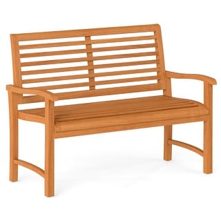 Gymax Teak Wood Outdoor Garden Bench w/800 lbs Capacity Slatted - Bed ...