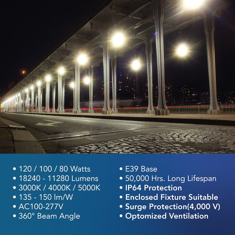 Euri Lighting LED Corn Bulb, CCT (3K, 4K, 5K) & Wattage Tunable (120W ...