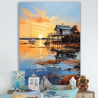 Designart "Pier And Dock Pier II" Coastal Pier Canvas Art Print - Bed ...