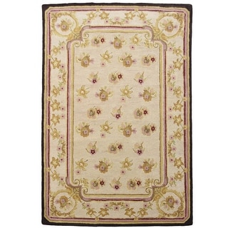 Traditional Floral Aubusson Oriental Area Rug Hand-Tufted Wool Carpet ...