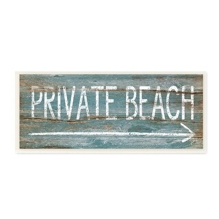 Stupell Rustic Distressed Private Beach Sign Right Arrow Direction Wood ...