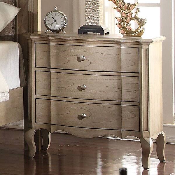 Modern &Transitional Style Nightstand with Side Metal Glide 3-Drawer ...