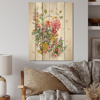 Designart 'Elegant Botanical Summer Expression' Farmhouse Wood Wall Art ...