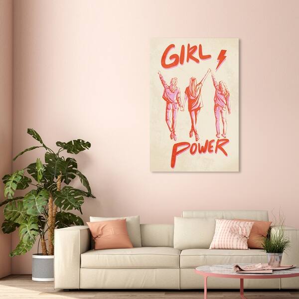 Oliver Gal 'Girl Power Trio' Quotes Red Wall Art Canvas Print - Bed ...