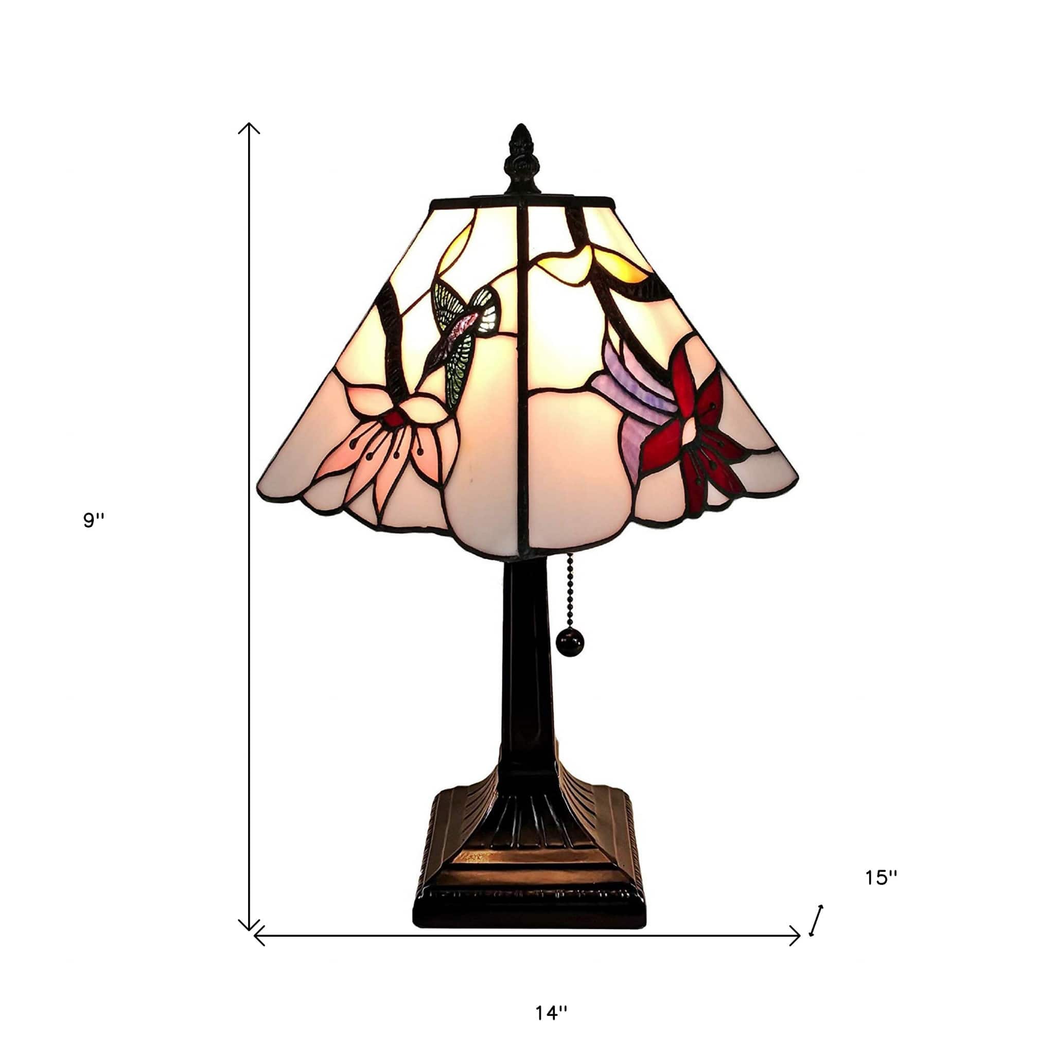 15" Tiffany Style Red Floral Hummingbird Table Lamp - 14X15X9 - On Sale ...