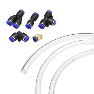Pneumatic Air Hose Pipe 12mm 5 Meters 3/8PT Tube Kit w 12Pcs Fittings ...