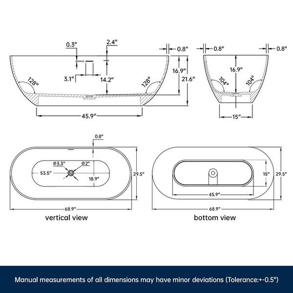 Alvana 69'' Freestanding Bathtub Solid Surface Soaking Tubs - Bed Bath ...