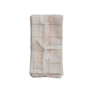 Cotton Napkins with Grid Pattern and Metallic Thread - Bed Bath ...