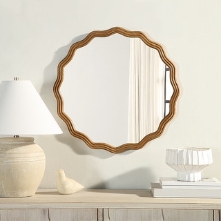 Azalea Park 24" Natural Wood Curvy Circle Wall Mirror - Bed Bath ...