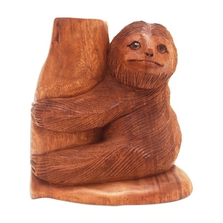 Novica Handmade Slow Loris Hug Wood Sculpture - Bed Bath & Beyond ...