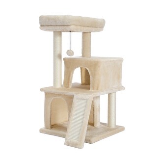 Luxury 3-Tier Cat Climbing Frame Fully Wrapped Sisal Pillar Cat Tree ...