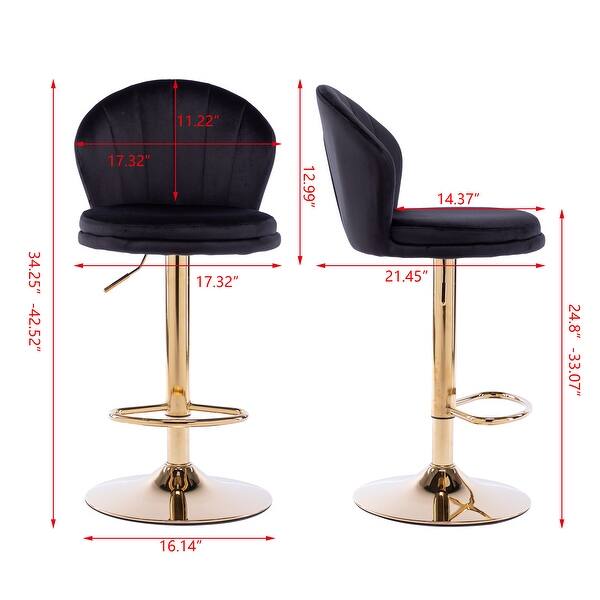 Set of 2 Bar Stools with Chrome Footrest and Base Swivel Height ...