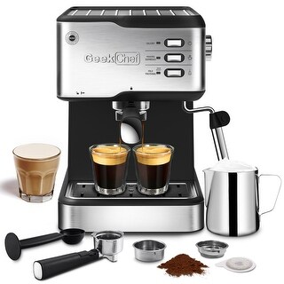 20 Bar Espresso Machine with ESE POD Capsules Filter Milk Frother and ...