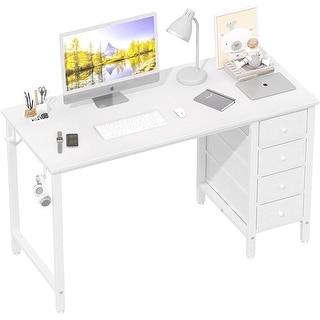 White Computer Desk with Drawers - 47 Inch - Bed Bath & Beyond - 40166085