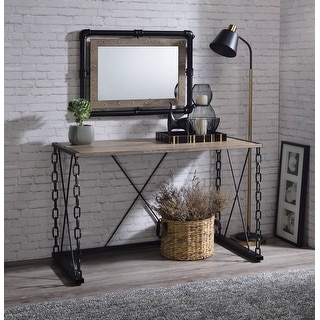 48-inch Console Table in Rustic Oak & Antique Black Finish - Bed Bath ...