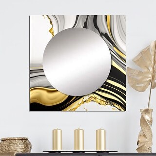 Designart "Abstract Geode Marble Waves Gold III" Modern Wall Mirror ...