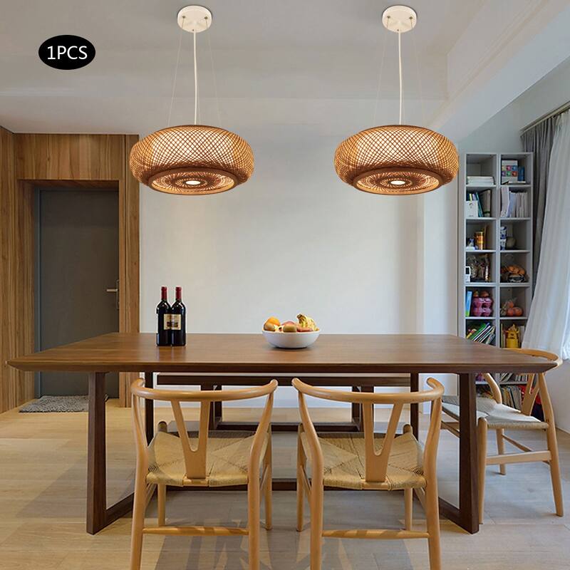 Bohemian Bamboo Light Woven Drum Pendant Light - Bed Bath & Beyond ...