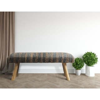 Sevita Griffin Blue/Brown Wood/Cotton Blend Striped Accent Bench - 47 ...