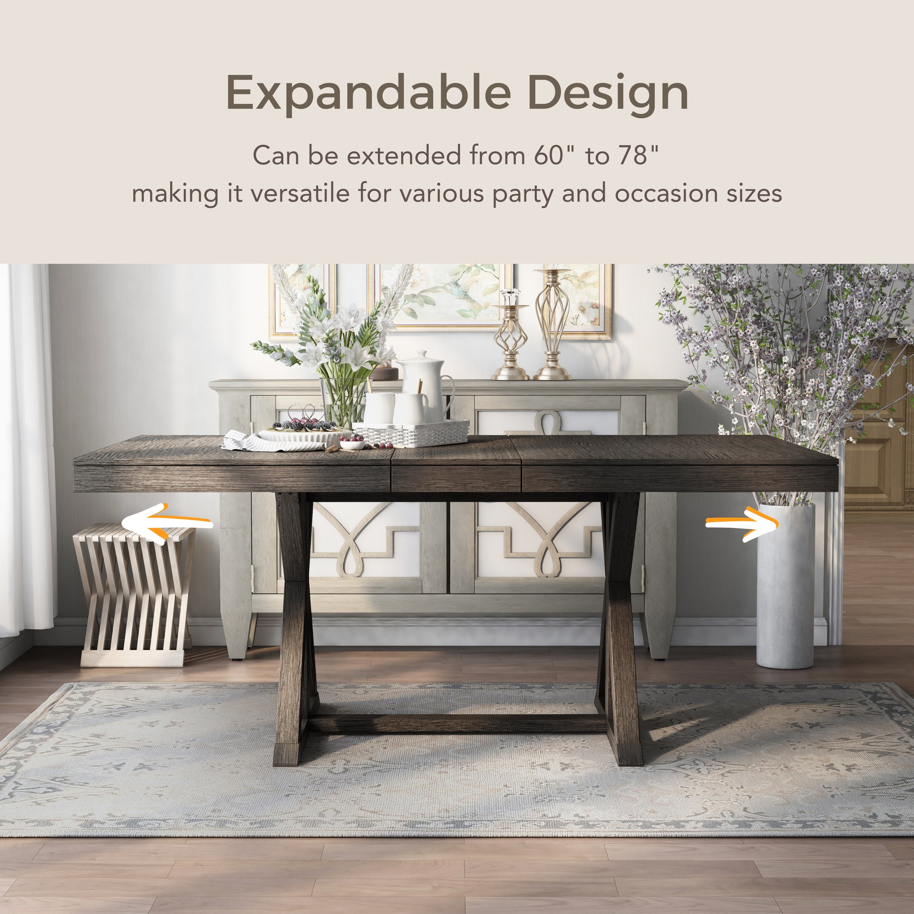 Valjean Rustic Wood Grey 7 Piece Expandable Dining Table Set with Padded Chairs by Carbon Loft On Sale Bed Bath Beyond 28404537