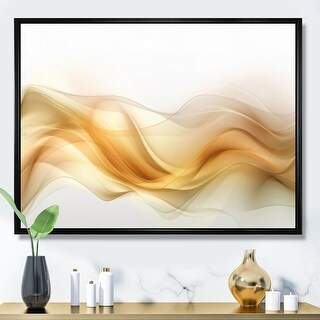Designart "Gold And White Fractal Tsunami IV" Fractals Framed Wall Art ...