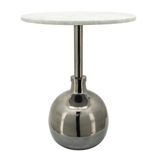 23" Gray and White Round Side Table with Orb Base - Bed Bath & Beyond ...