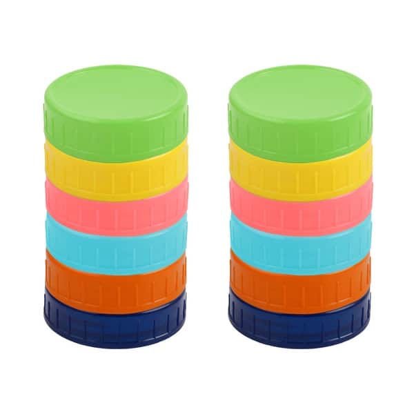 Colored Plastic Regular Mouth Mason Jar Lids Food Storage Caps - Bed ...