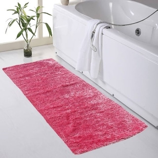 Light Pink 2x5 Feet Long Soft Absorbent Bathroom Bath Mat Shimmer Shag ...