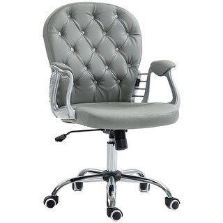 PU Leather Button Tufted Swivel Desk Chair with Adjustable Height - Bed ...
