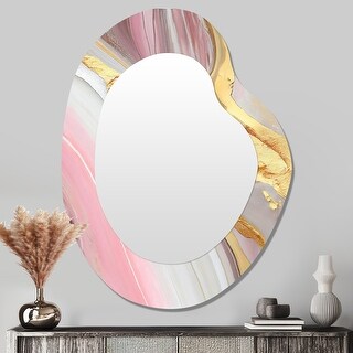 Pink And Gold Marble Abstract III - Abstract Marble Wall Mirror In Pear ...