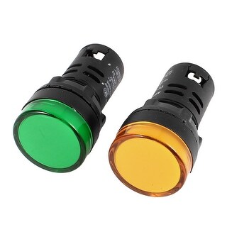 2 Pcs Green Yellow LED Pilot Light Panel Indicator 22mm DC 24V 20mA ...