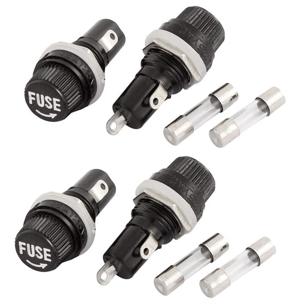 4x Black Screw Cap Soldering Panel Mounted Fuse Holder Socket w Fuses ...