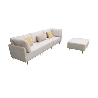 Modern 4-seat Chenille Fabric Sofa, L-shaped Sponge Upholstered Sofa ...
