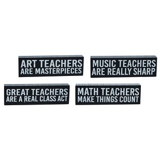 Transpac MDF Great Teacher Block Decor Set of 4 Spring Home Decorations ...