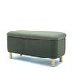 Dark Green Storage Bench Boucle Fabric Upholstered Ottoman Indoor ...