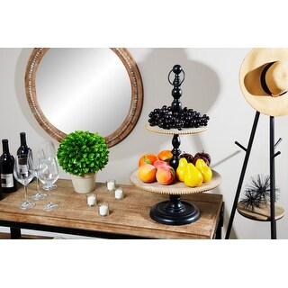 Black Wood Rustic Tiered Server 26 x 16 x 16 - 16 x 16 x 26Round - Bed ...