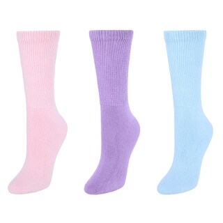 CTM Women's Diabetic Pastel Color Crew Socks (3 Pack) - Bed Bath ...