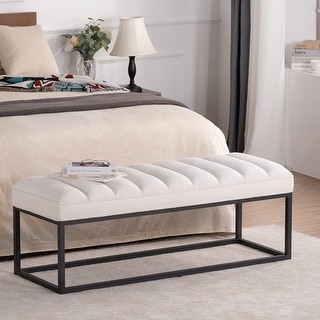 Metal Base Upholstered Bench for Bedroom for Entryway - Bed Bath ...