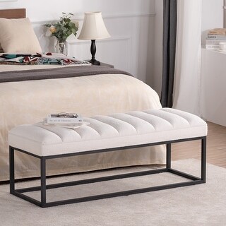 Velvet Upholstered Modern Bench Bedroom Footstool Double Sofa Living ...