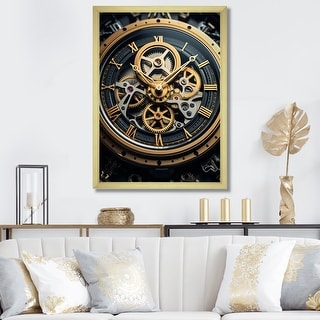 Designart "Clock Time Unveiled I" Watches Framed Canvas Art Print - Bed ...