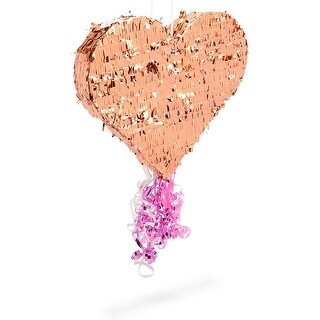 Small Heart Pull String Pinata for Valentine's (15.7 x 13 In, Rose Gold ...
