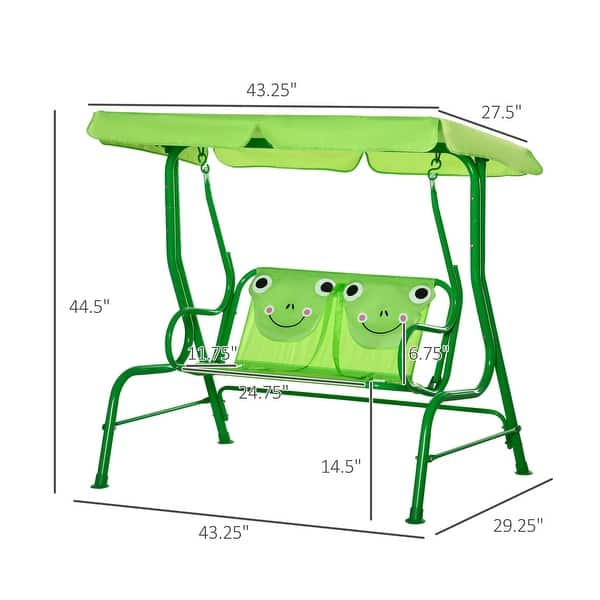 Outsunny 2-Seat Kids Canopy Swing, Children Outdoor Patio Lounge Chair ...