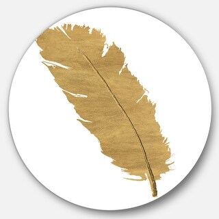 Designart 'Glam pure Gold Feather II' Glam Metal Circle Wall Art - Bed ...