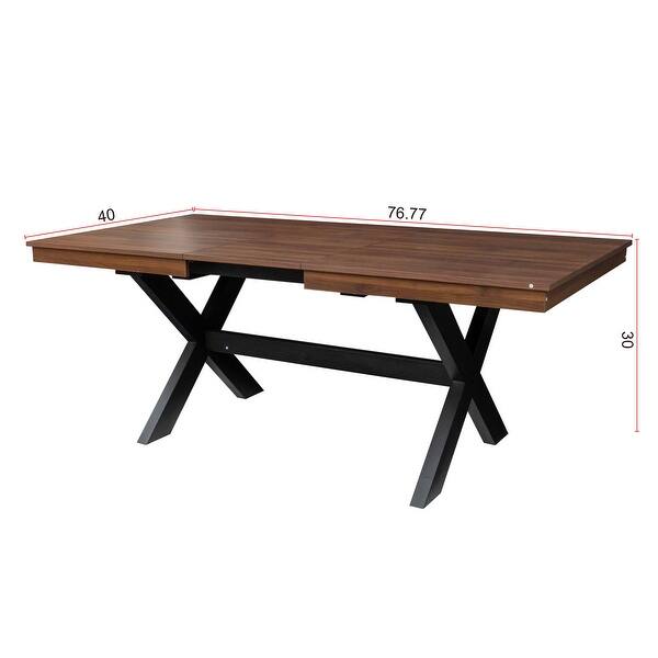 Extendable Dining Table with Black Crossed Legs - Bed Bath & Beyond ...