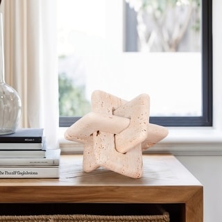 Sagebrook Home 7" Tan Travertine Squared Knot - 7" x 7" x 7" - Bed Bath ...