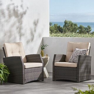 Sanger Wicker Outdoor Club Chairs with Cushions by Christopher Knight ...