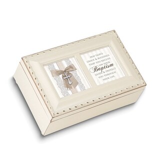 Curata Baptism Ivory Resin Petite Music Box (Plays Jesus Loves Me ...