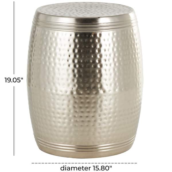 Gold or Silver Metal Handmade Drum Side End Accent Table with Hammered ...