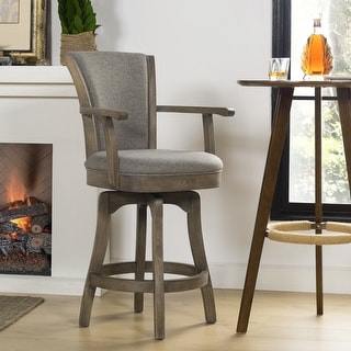 Bahama 26" Natural Wood and Rattan Upholstered Swivel Counter Stool ...