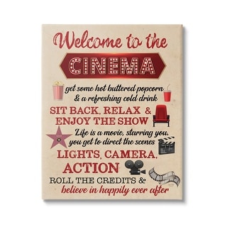 Stupell Welcome to Cinema Rules Canvas Wall Art Design by Lux + Me Designs - Bed Bath & Beyond ...